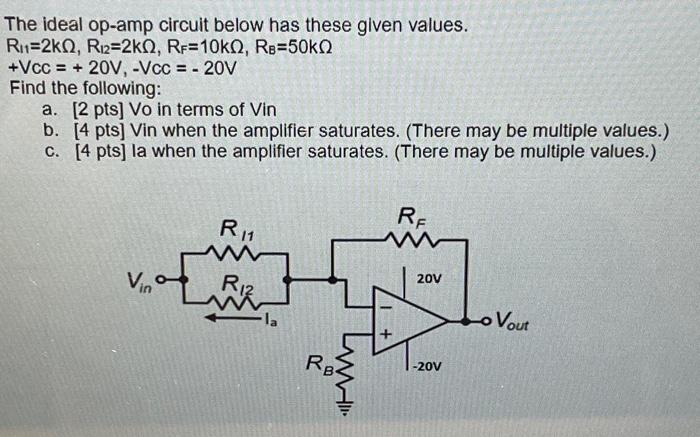 Solved The ideal op-amp circuit below has these given | Chegg.com