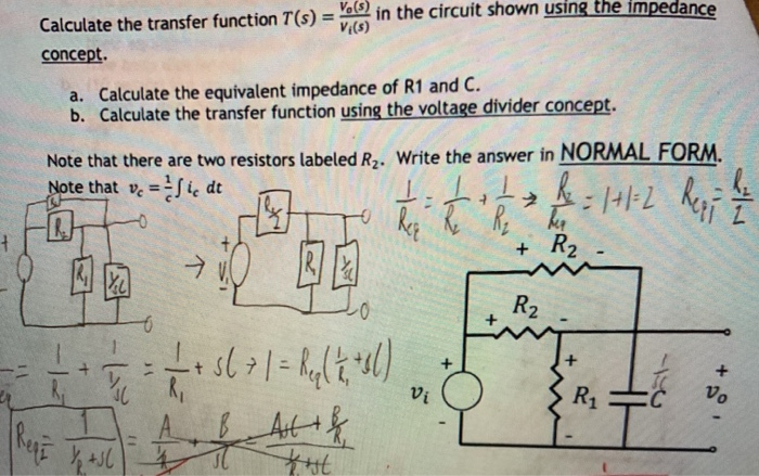 Solved V.($) Calculate the transfer function T(s) = 1) in | Chegg.com
