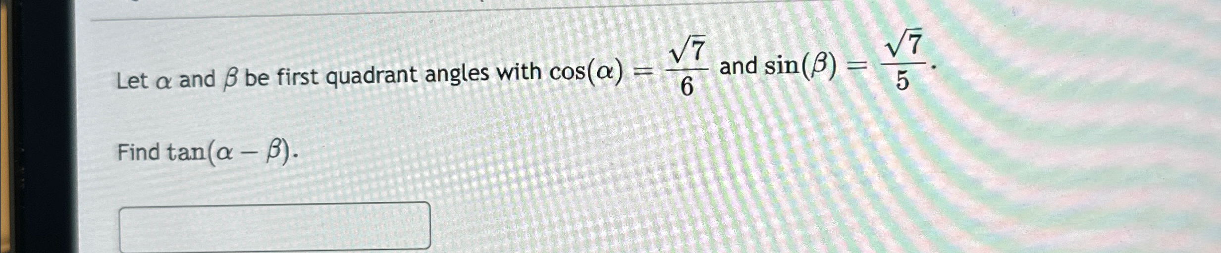 Solved Let α ﻿and β ﻿be first quadrant angles with | Chegg.com