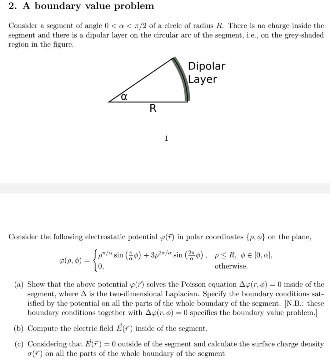 Solved A boundary value problemConsider a segment of angle | Chegg.com