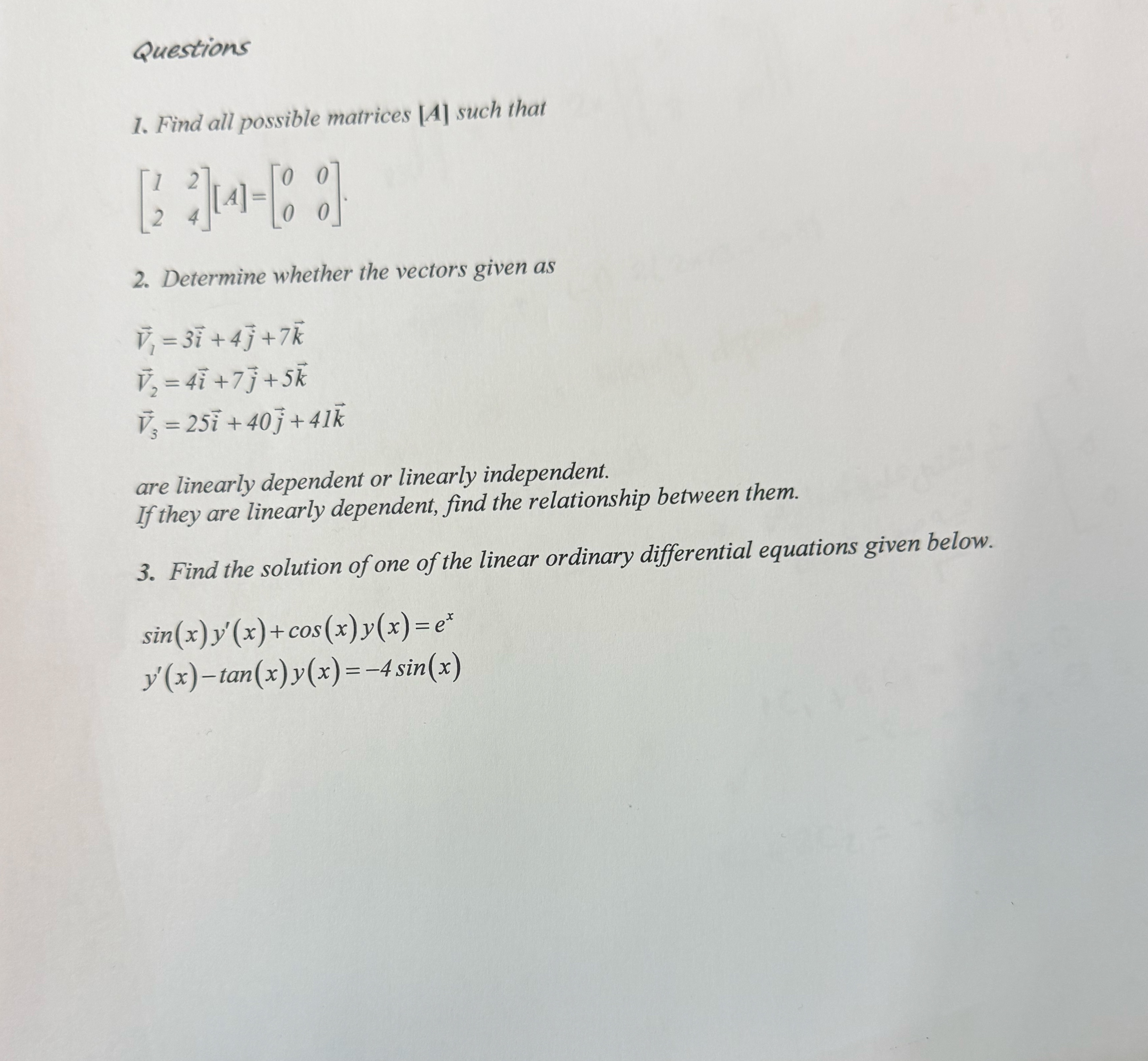 QuestionsFind all possible matrices [A] ﻿such | Chegg.com