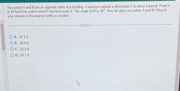 Solved Two points A and B are on opposite sides of a | Chegg.com