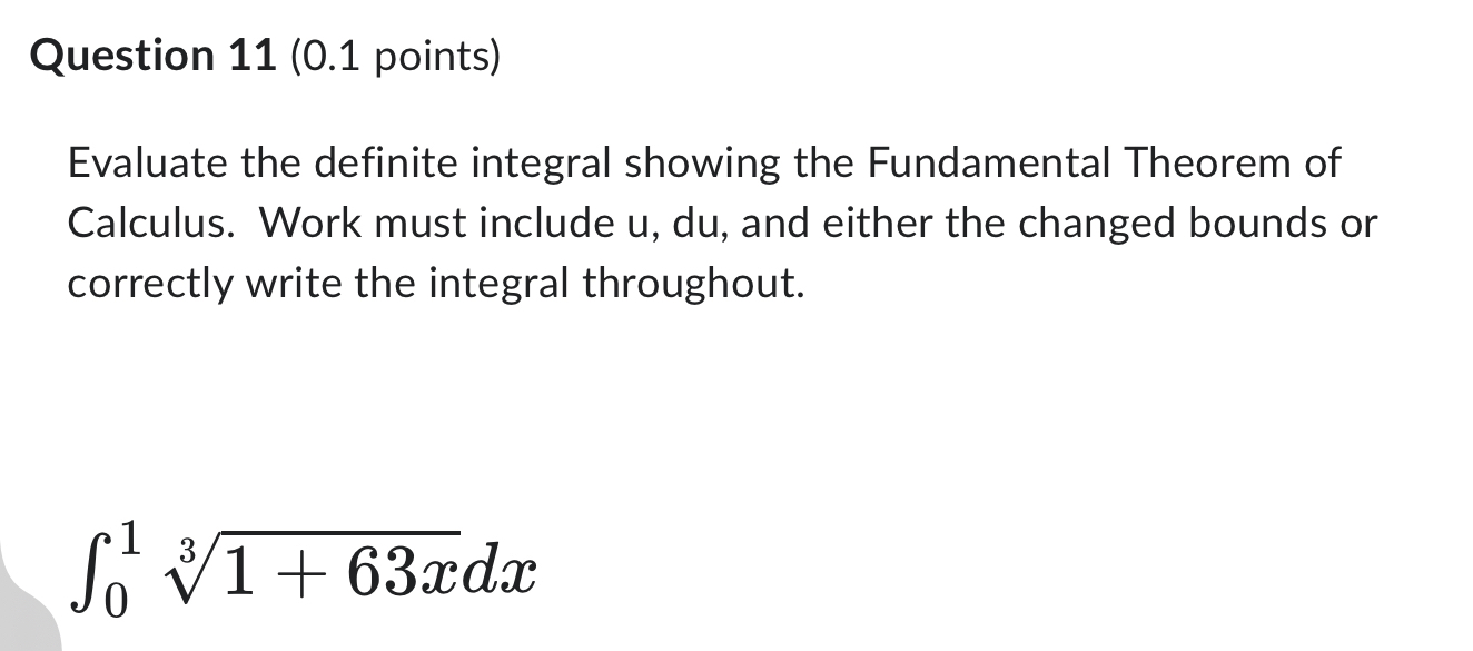 Solved Question 11 (0.1 ﻿points)Evaluate the definite | Chegg.com