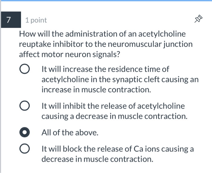Solved 7 g 1 point How will the administration of an | Chegg.com