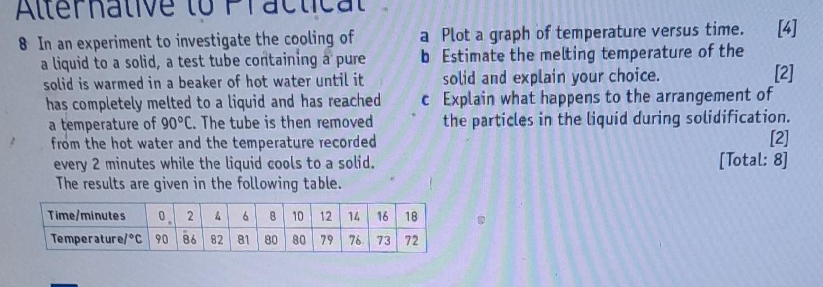 Solved 8 In an experiment to investigate the cooling of a | Chegg.com