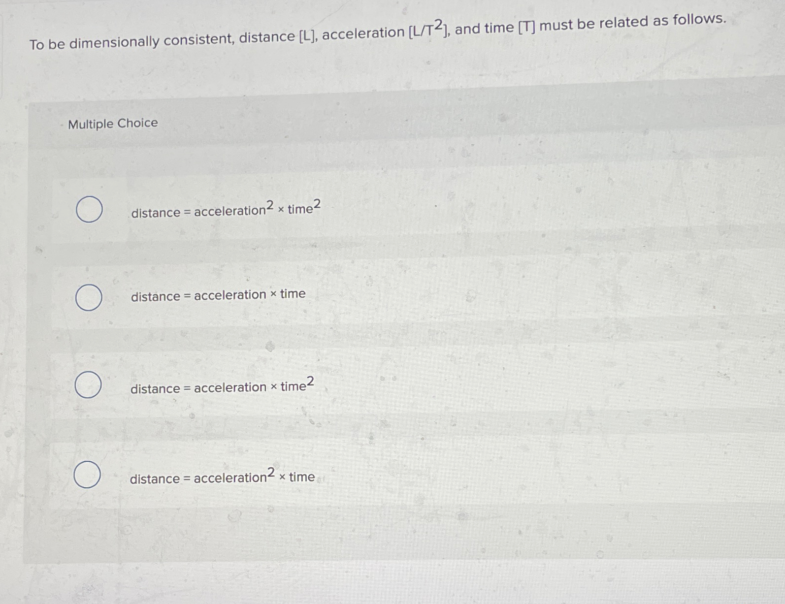 Solved To be dimensionally consistent, distance L, | Chegg.com