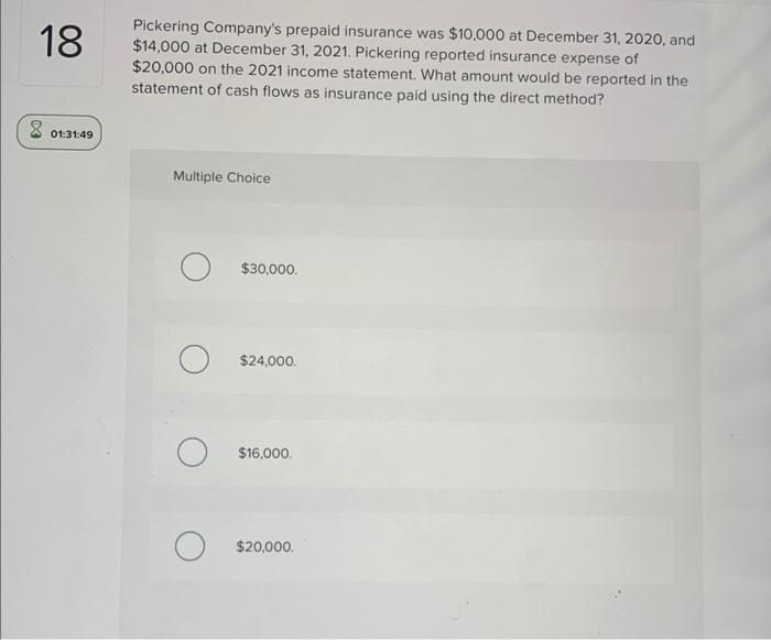 Solved Pickering Company's prepaid insurance was $10,000 at | Chegg.com