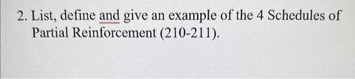 Solved 2. List, define and give an example of the 4 | Chegg.com