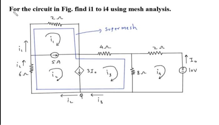 Solved For the circuit in Fig. find i1 to i4 using mesh | Chegg.com