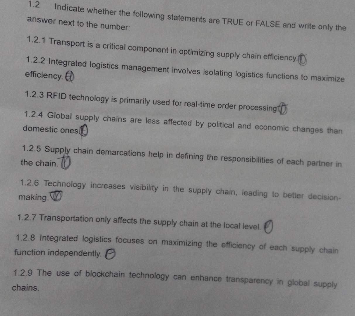 Solved 1.2 ﻿Indicate whether the following statements are | Chegg.com