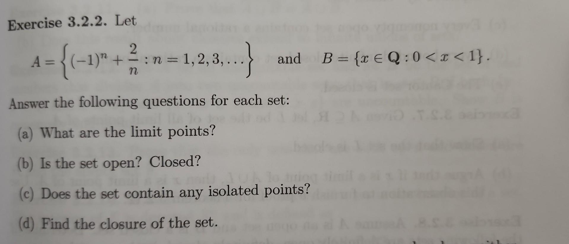 Solved Exercise 3.2.2. Let A={(−1)n+n2:n=1,2,3,…} and | Chegg.com
