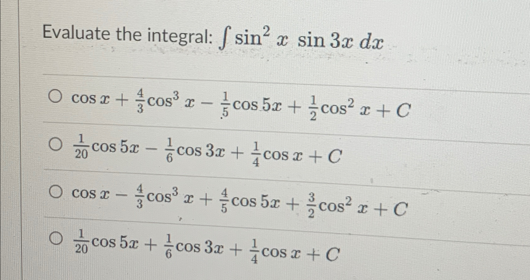 Solved Evaluate the integral: | Chegg.com