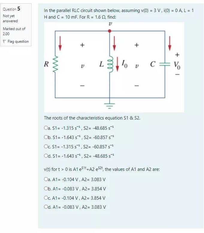 Solved In the parallel RLC circuit shown below, assuming (0) | Chegg.com