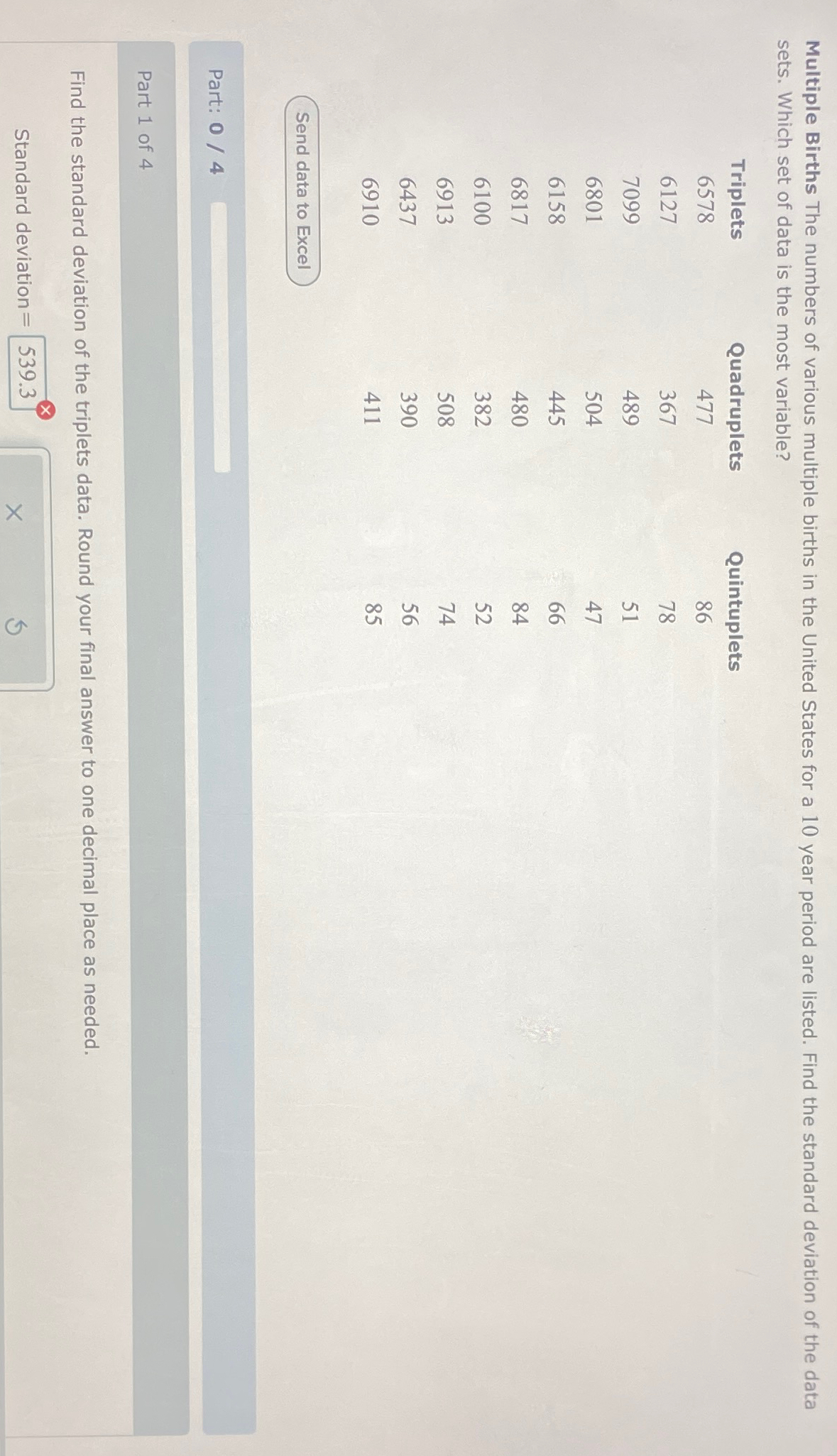 Multiple Births The numbers of various multiple | Chegg.com