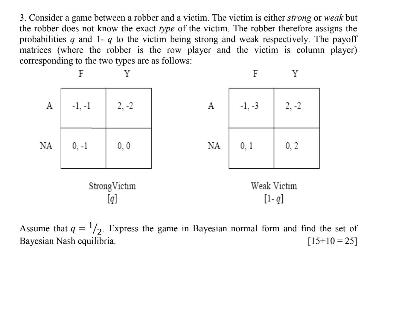 Solved Consider a game between a robber and a victim. The | Chegg.com