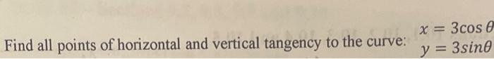 Solved Find all points of horizontal and vertical tangency | Chegg.com