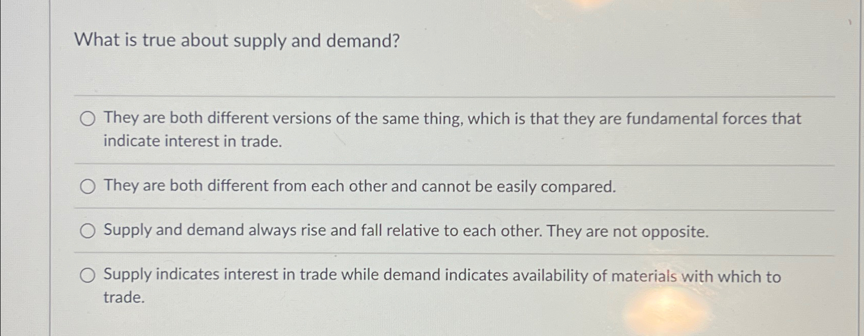 Solved What is true about supply and demand?They are both | Chegg.com