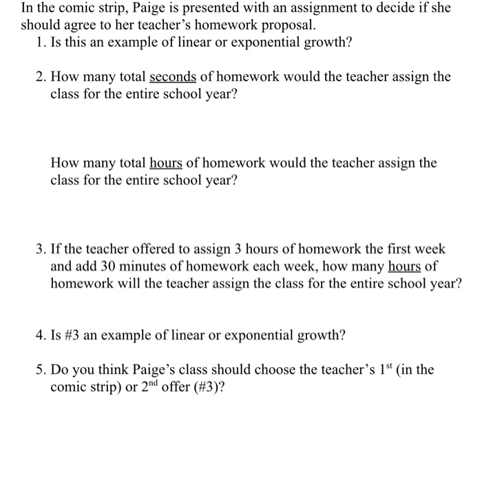 IF THE AMOUNT OF HOMEWORK DOUBLES EVERY WEEK, THIS | Chegg.com