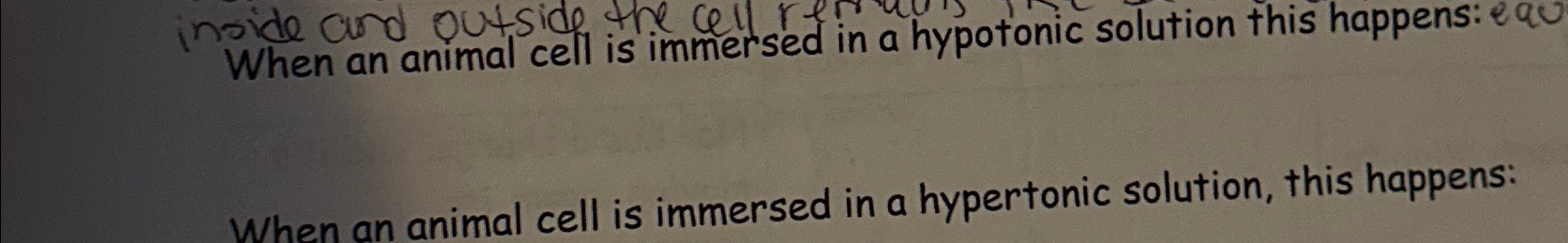 Solved When an animal cell is immersed in a hypertonic | Chegg.com
