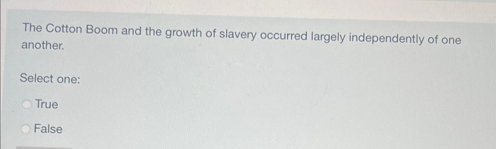 Solved The Cotton Boom and the growth of slavery occurred | Chegg.com