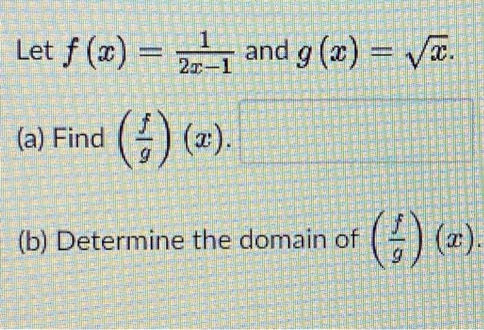Solved Let f(x)=2x−11 and g(x)=x. (a) Find (gf)(x) (b) | Chegg.com