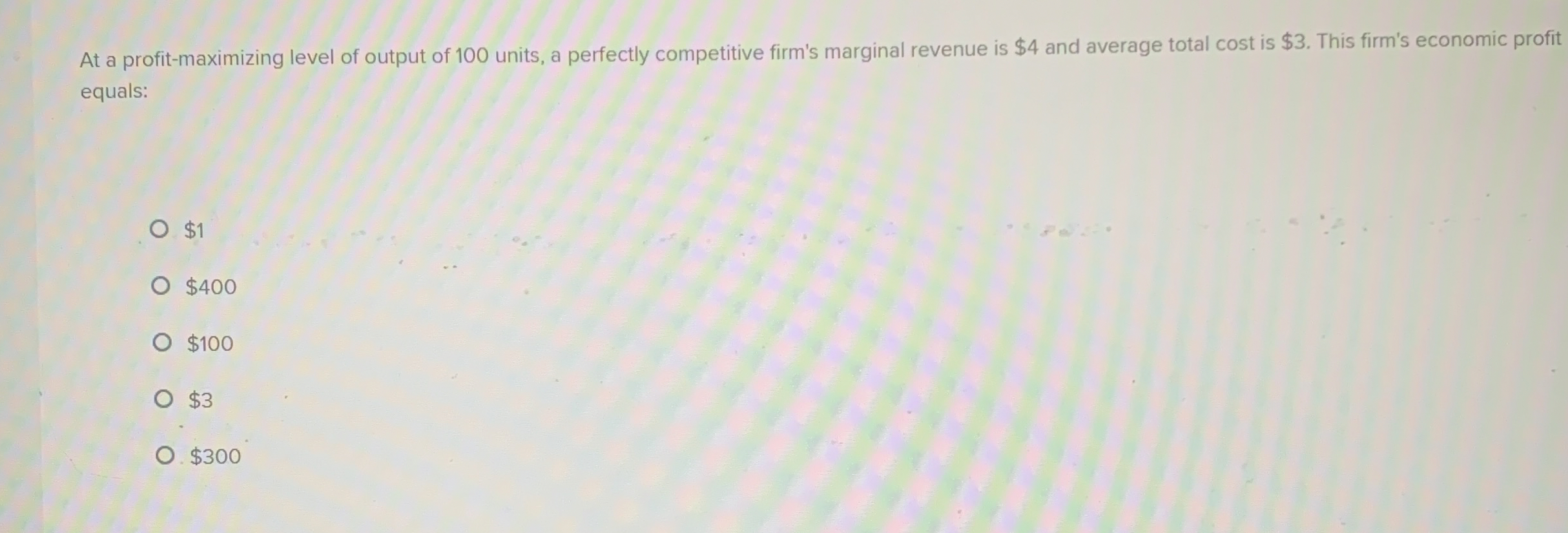 Solved At a profit-maximizing level of output of 100 ﻿units, | Chegg.com