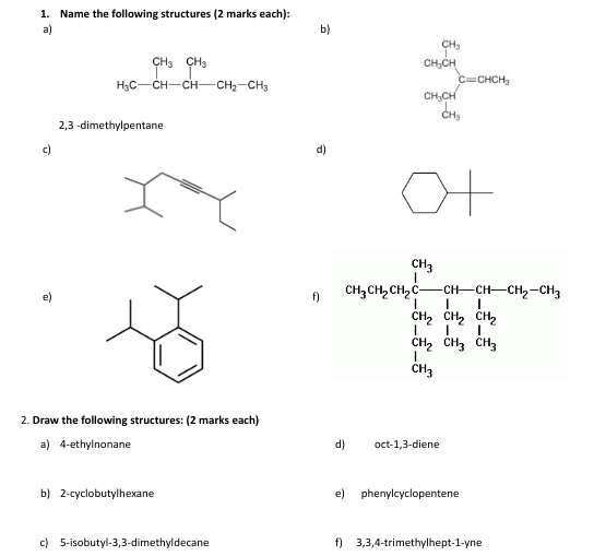 Solved Name the following structures (2 ﻿marks | Chegg.com