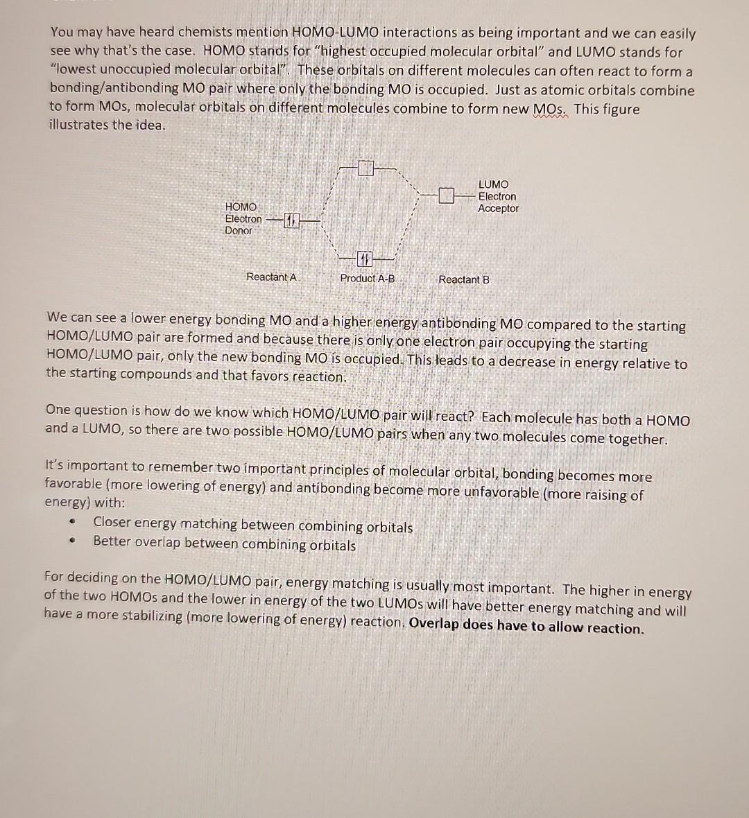 Solved You may have heard chemists mention HOMO-LUMO | Chegg.com