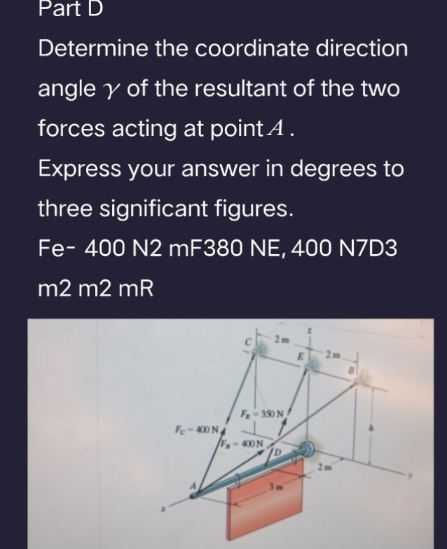 Solved Part DDetermine the coordinate directionangle γ ﻿of | Chegg.com