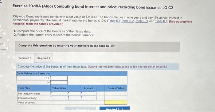 Solved Exercise 10-18A (Algo) Computing bond interest and | Chegg.com