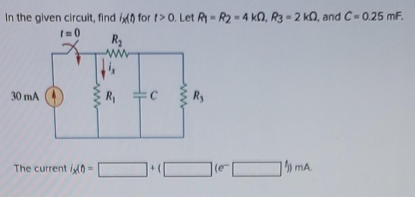 Solved In the given circuit, find iX(t) for t>0. Let | Chegg.com