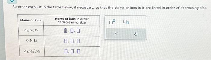 Solved Re-order each list in the table below, if necessary, | Chegg.com