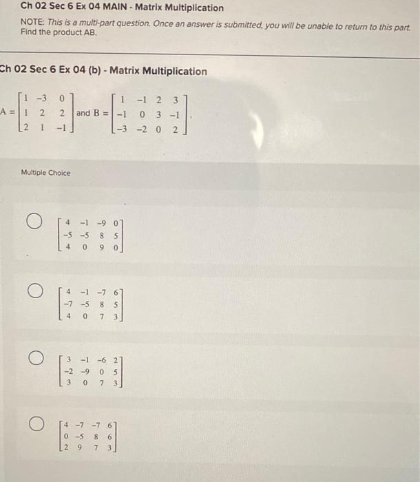Solved Ch 02 Sec 6 Ex 01 MAIN - Matrix Basics NOTE: This is | Chegg.com
