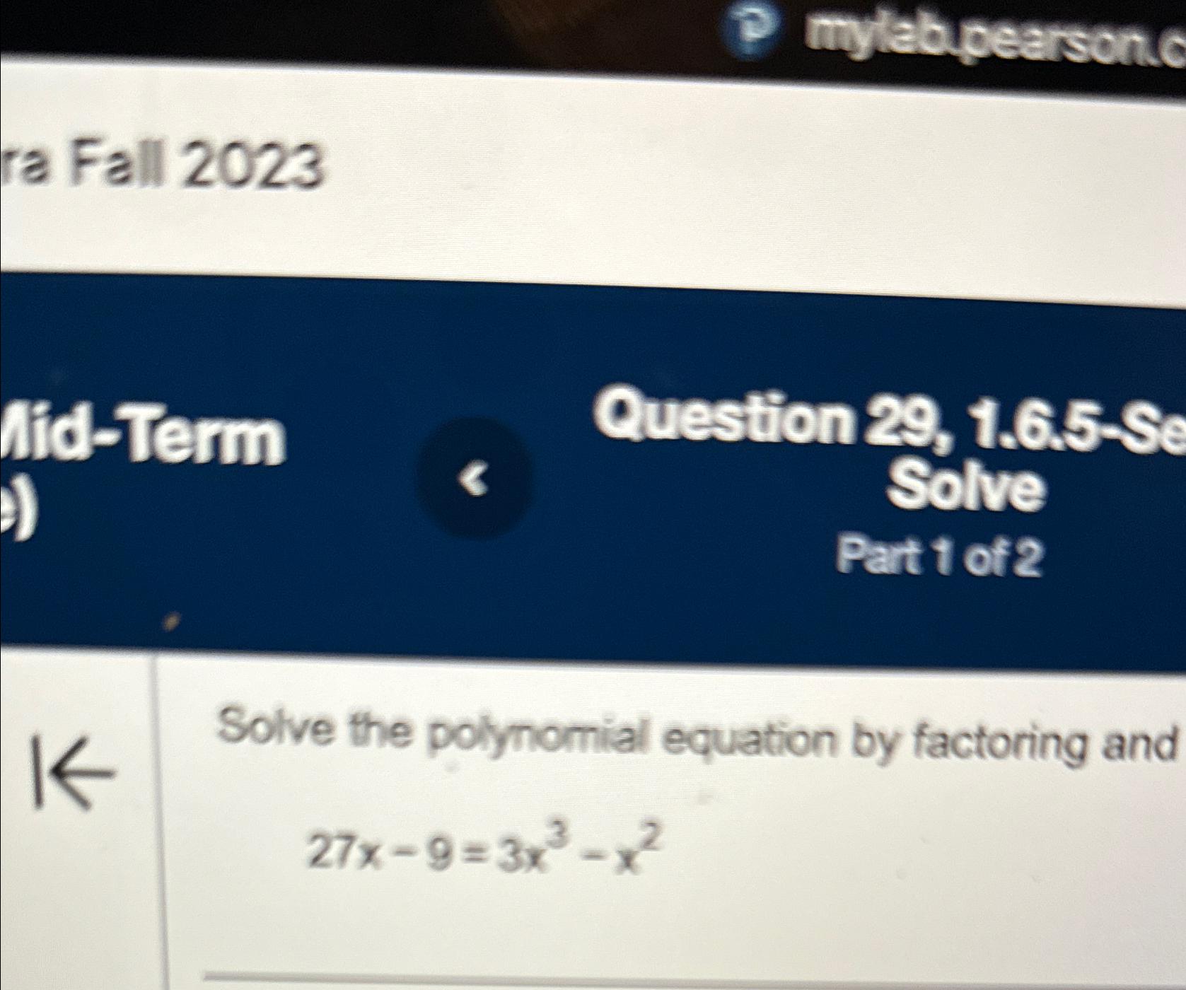 Solved Solve the polynomial equation by factoring | Chegg.com