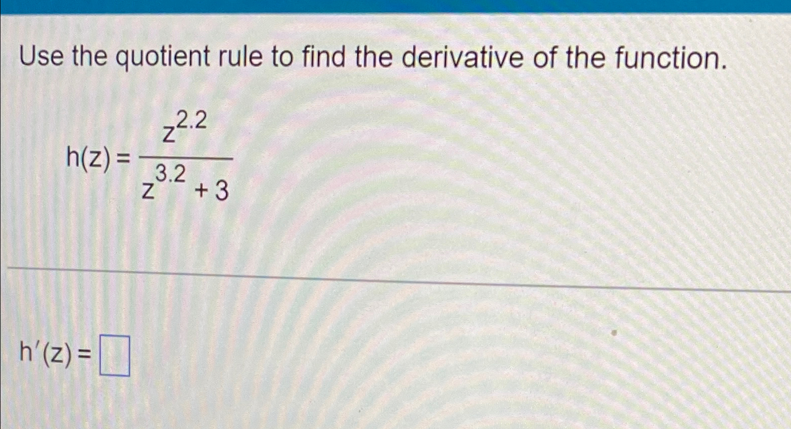 Solved Use the quotient rule to find the derivative of the | Chegg.com