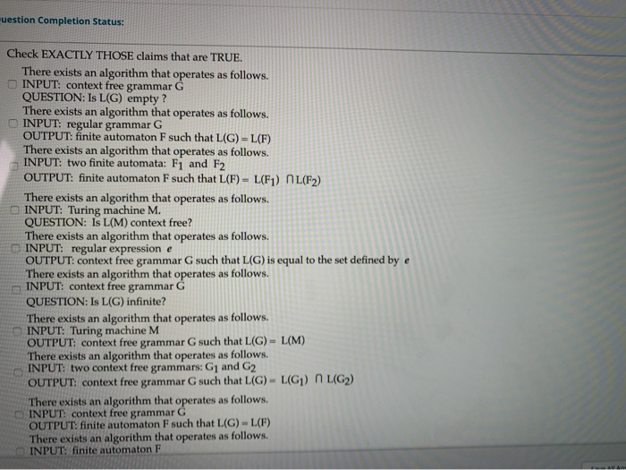 Solved uestion Completion Status: Check EXACTLY THOSE claims | Chegg.com