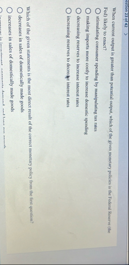 Solved estion 23 ﻿of 42When current output is greater than | Chegg.com