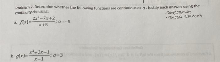 Solved Problem 2. Determine whether the following functions | Chegg.com