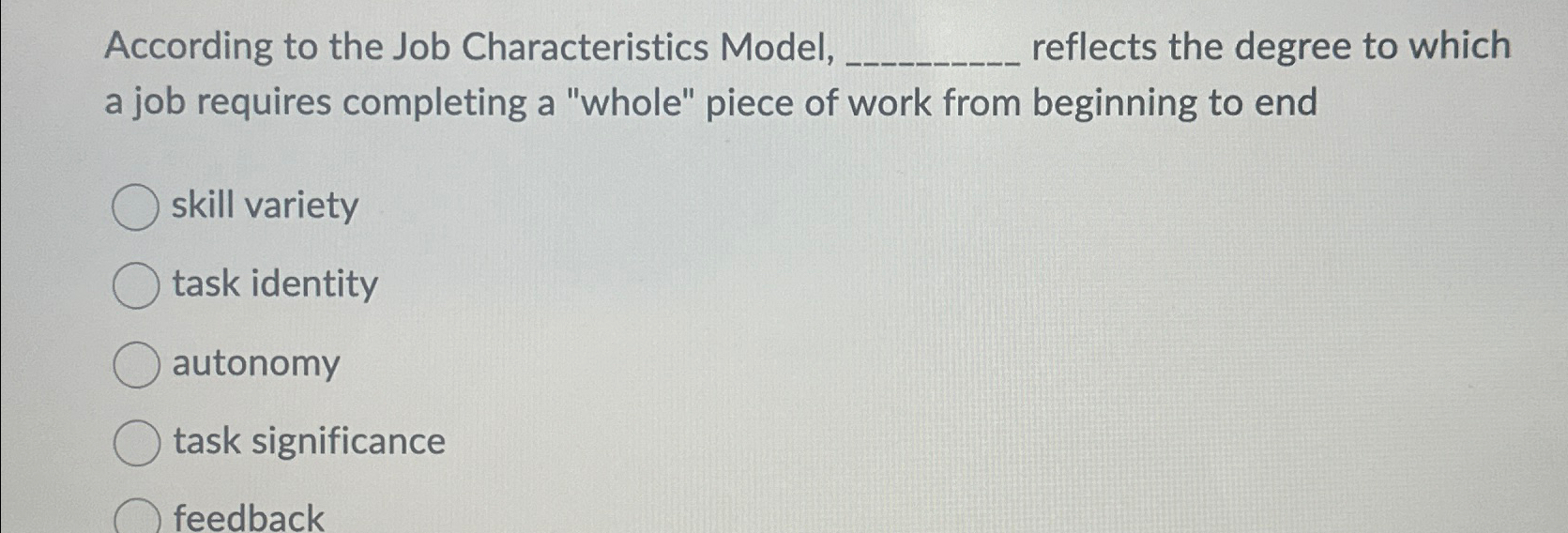 Solved According to the Job Characteristics Model, reflects | Chegg.com