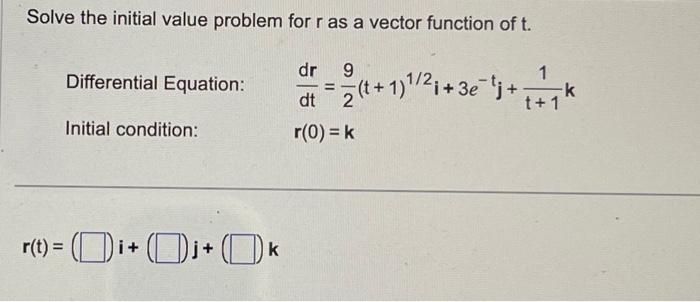Solved Solve the initial value problem for r as a vector | Chegg.com