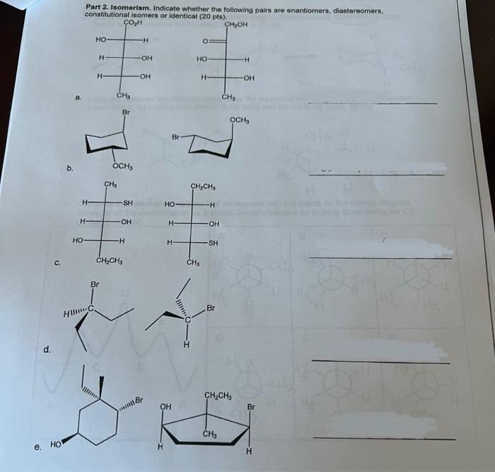 Solved Part 2. Isomerism. Indicate whether the following | Chegg.com