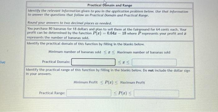Solved Practical Domain And Range Identify The Relevant
