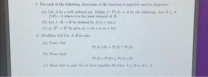 Solved 1. For each of the following, determine if the | Chegg.com