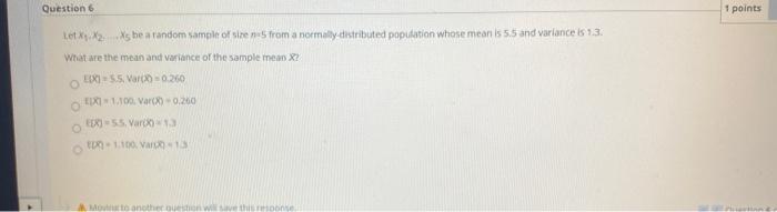 Solved Question 6 1 points Let XX2X hea random sample of | Chegg.com