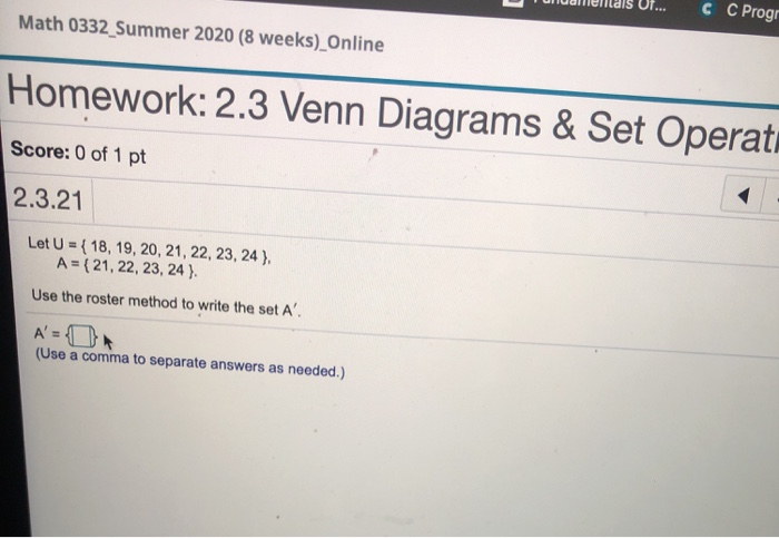Solved C C Progr Math 0332_Summer 2020 (8 weeks) Online | Chegg.com