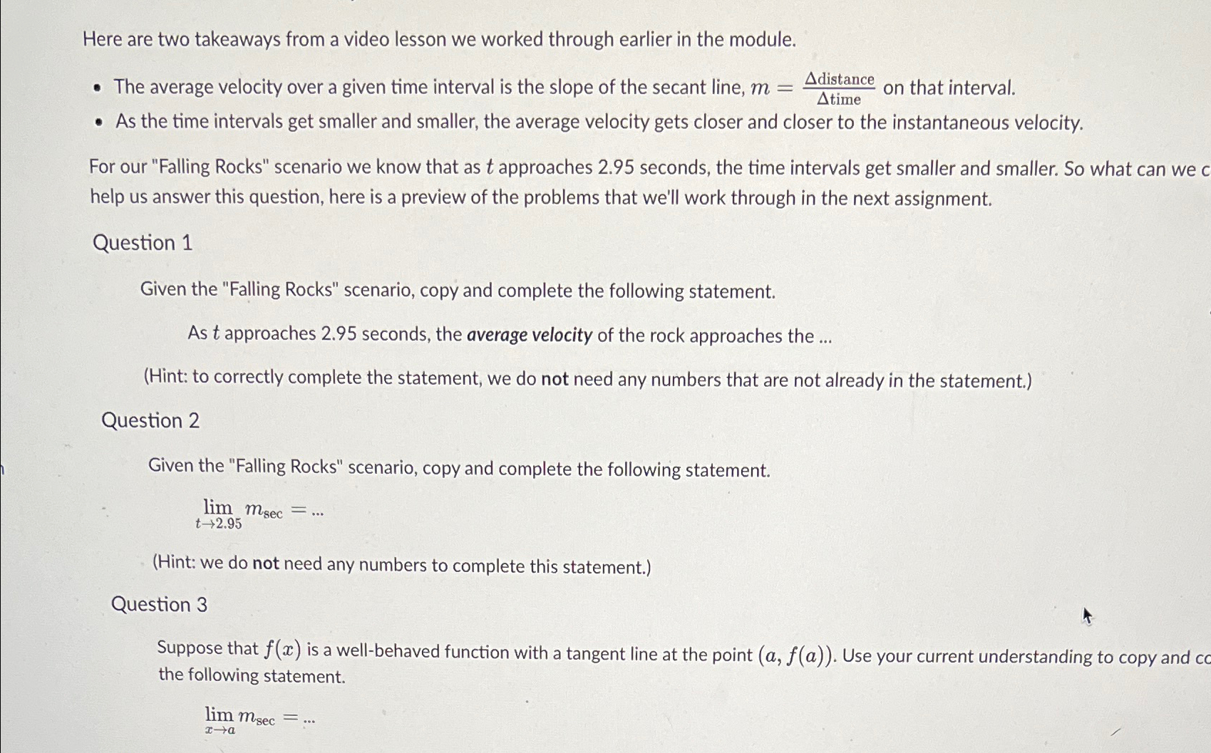Solved Here are two takeaways from a video lesson we worked | Chegg.com