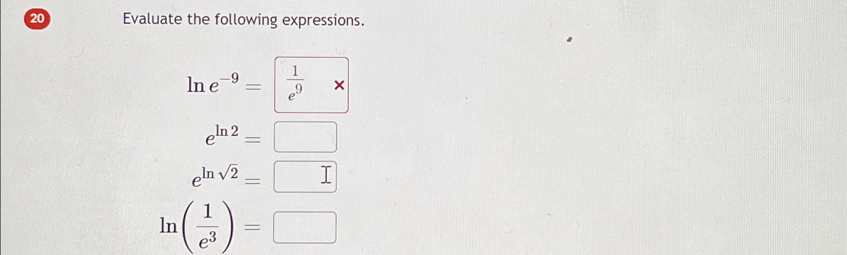 Solved (20) ﻿Evaluate the following | Chegg.com