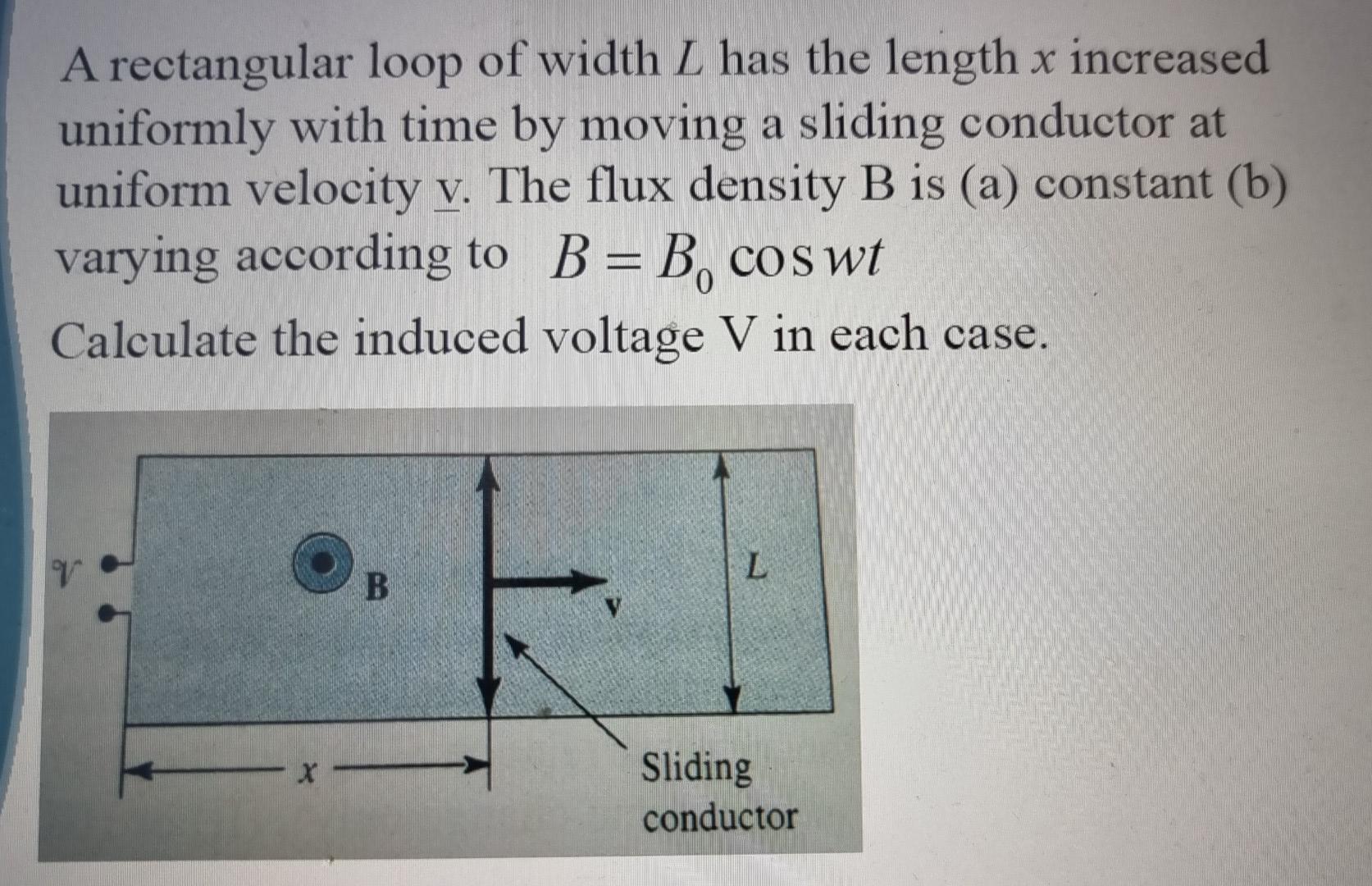 Solved A rectangular loop of width L has the length x | Chegg.com