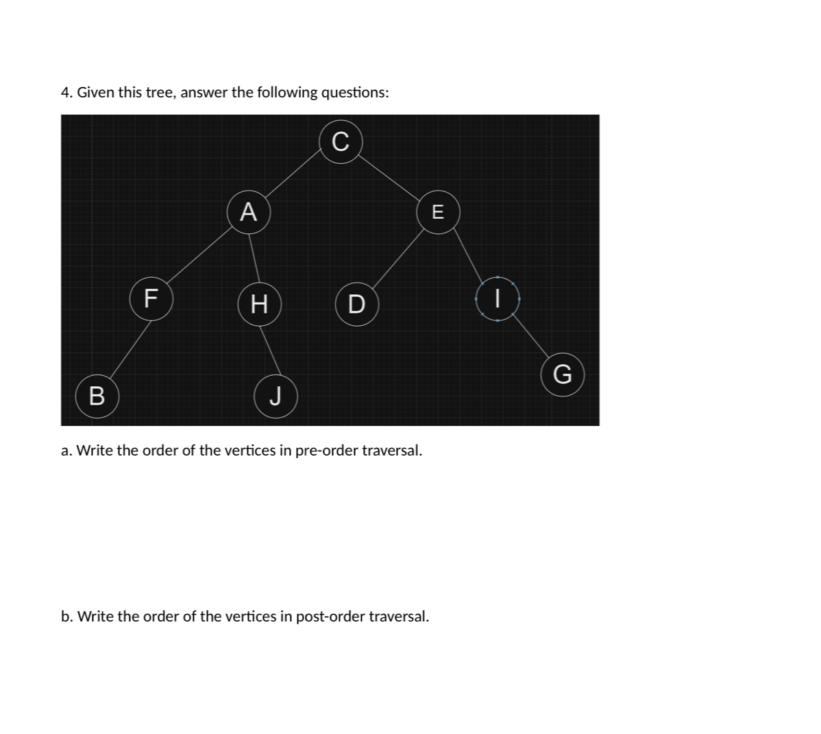 Solved Given this tree, answer the following questions:a. | Chegg.com