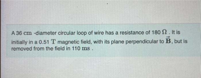 Solved A 36 cm-diameter circular loop of wire has a | Chegg.com